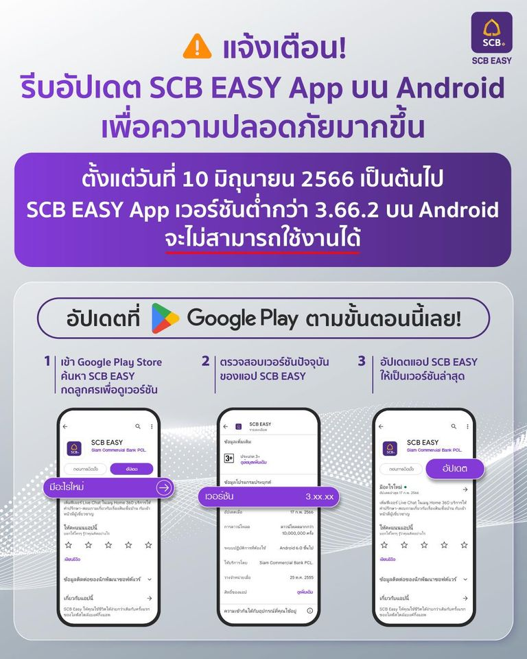 ธนาคารไทยพาณิชย์ เตือนลูกค้า “SCB EASY App” บนระบบปฏิบัติการ Android ...